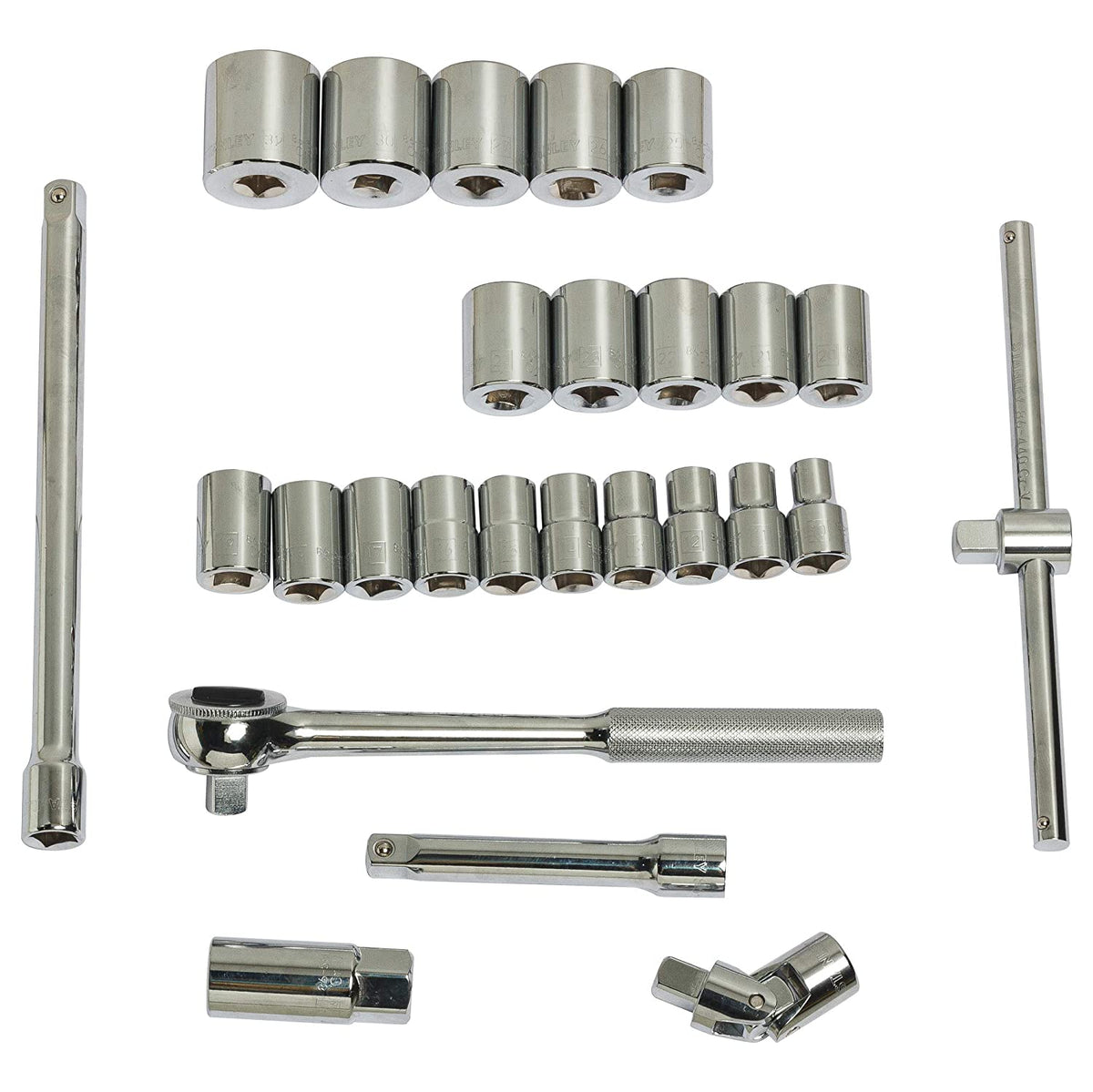 STANLEY 86-477-12 1/2'' SQ. Drive Metric 12 Point Socket Set-27 Pieces ...