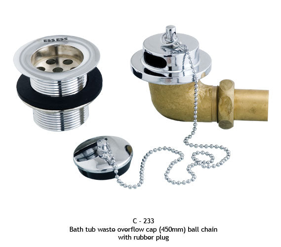 C233 Bath tub waste overflow with rubber plug | Zakamlova Hardware Store